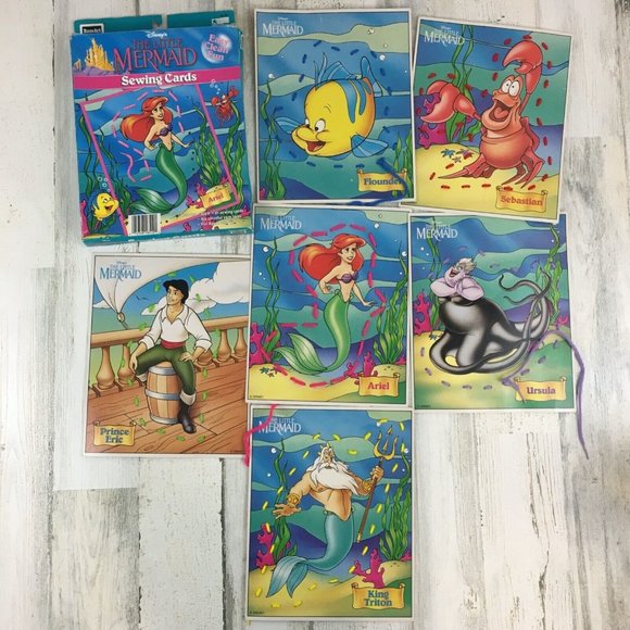 Disney | Toys | Vtg Disney The Little Mermaid Sewing Cards Game Lacing ...